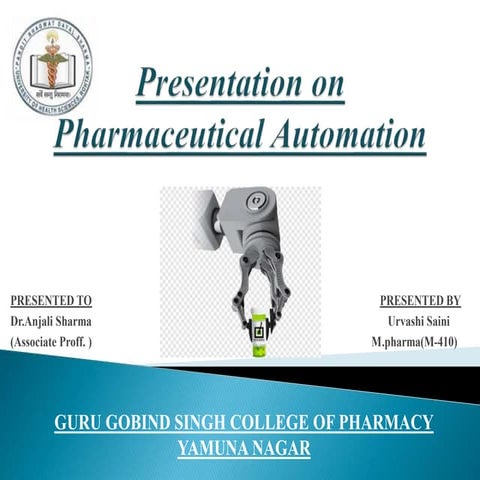 Pharmaceutical Automation,Computer aided drug development.pptx