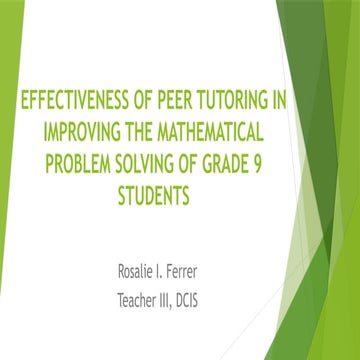 ppt.peer tutoring strategy among secondary learners | PPTX