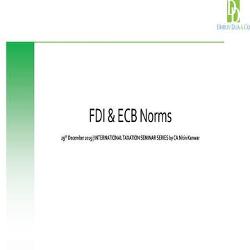 Recent changes in FDI and ECB Norms | PDF