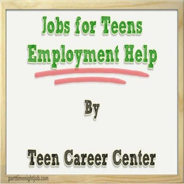Employment Tips - Jobs for Teens | PPT