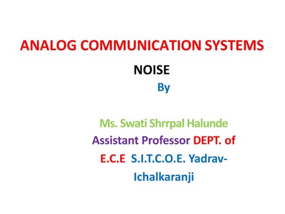 Noise in communication system | PPTX | Computer Networking | Computing