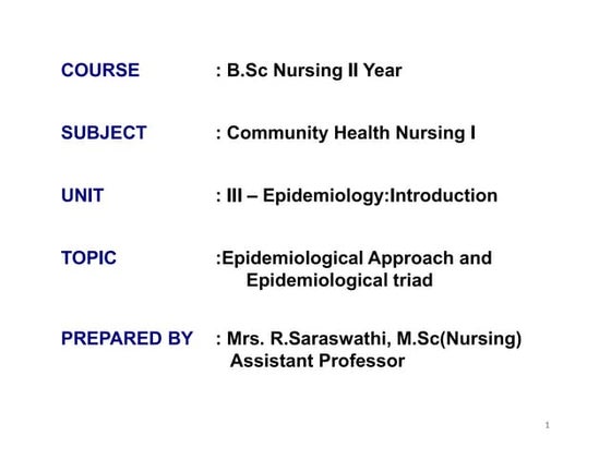Epidemiology triad | PDF | Nutrition | Healthy Living
