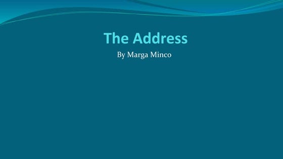 The Address | Summary | Marga Minco | Snapshot | Class 11 CBSE | PDF