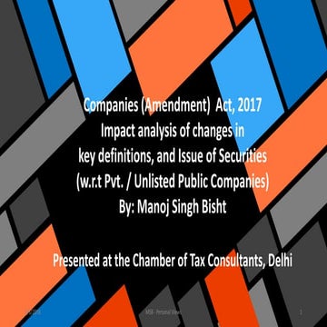 Companies (Amendment) Act 2017 - Changes in Key definitions & Issue of ...