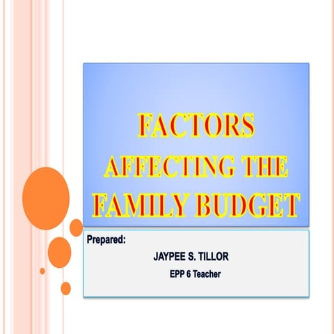 PREPARING AND ALLOCATING OF FAMILLY BUDGET | PPTX