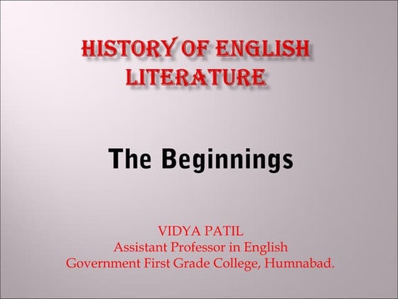 Ages of English Literature | PPTX | Poetry | Books and Literature