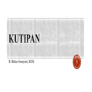 Materi Kuliah Kutipan Langsung dan Tidak Langsung | PPTX