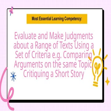 PPT - LESSON 6 Q1_Evaluate-and-make-judgments-about-a-range-of-texts ...