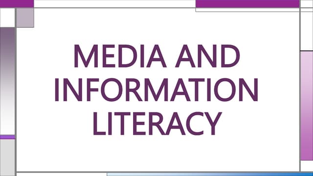 Media and information Literacy Grade 12 2024 | PPTX