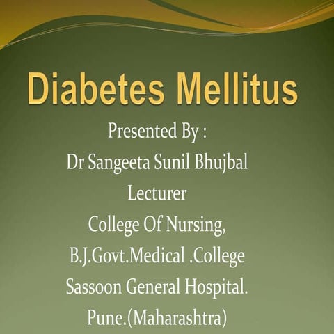 Ppt presentation on diabetes mellitus | PPT