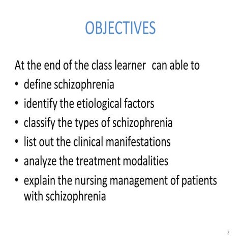 PPT-SCHIZOPHRENIA causes diagnosis and management | PPTX