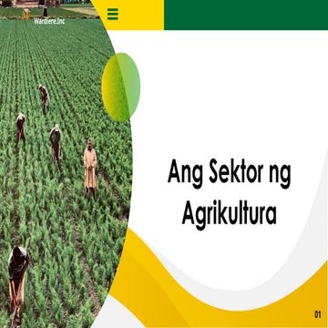 Ang Mga Sektor ng Agrikultura, paghahalaman, paghahayupan, pangugubat ...