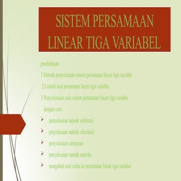 presentasi sistem persamaan linear tiga variabel | PPTX