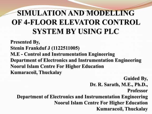 Simulation and Modelling of 3-Floor Elevator System using PLC | PDF