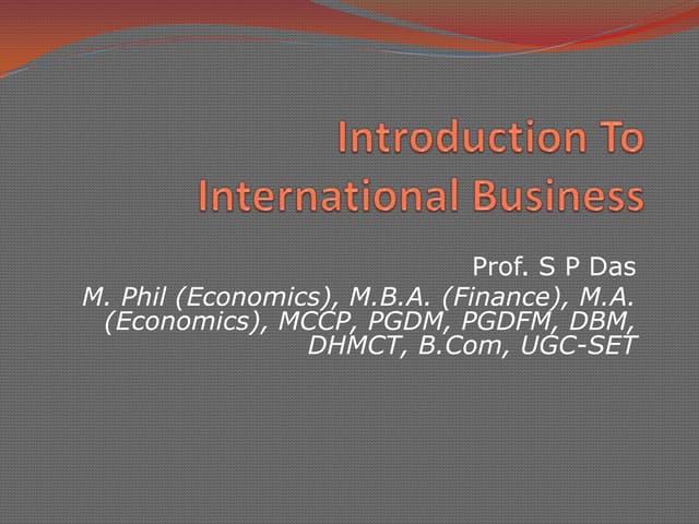INTERNATIONAL BUSINESS MANAGEMENT | PPTX