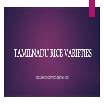 Tamilnadu Rice Varieties | PPTX