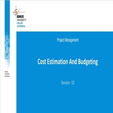 PPT10 - Cost Estimation And Budgeting.pptx