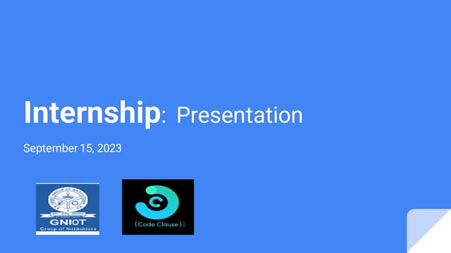Final Internship presentation | PDF