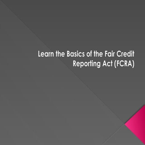 FCRA Training & Certification for Credit Repair Professionals | PPTX