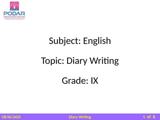 How to write a diary entry | PPT