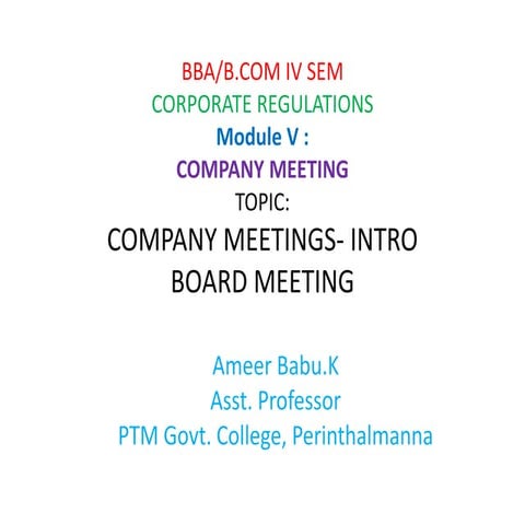 Ppt 1 meeting intro, meeting of directors | PPTX