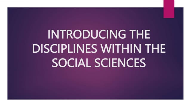 DISCIPLINES OF SOCIAL SCIENCE | PPS