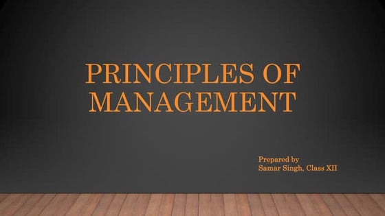 Principles of Management Project CLASS XII | DOCX