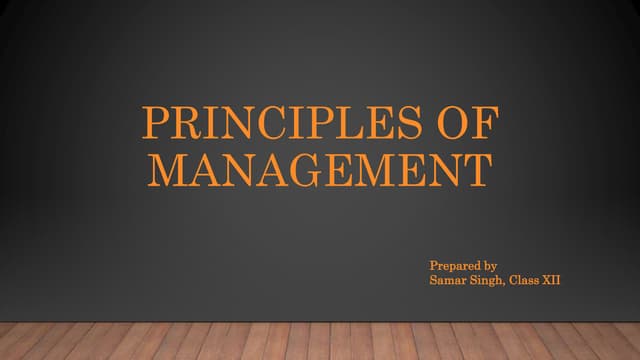 Principles of Management Project CLASS XII | DOCX