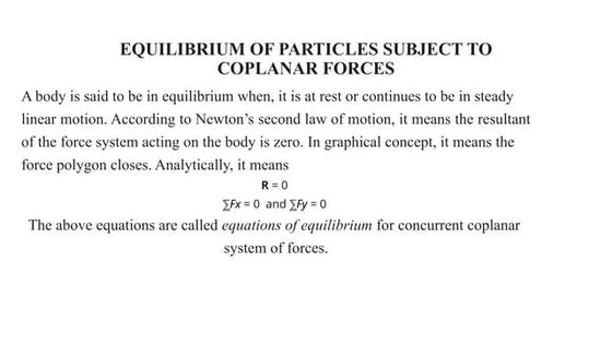 Engmech 06 (equilibrium of non_concurrent force system) | PDF