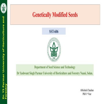 Genetically modified seeds and the regulation | PPTX