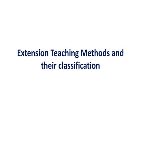 EXTENCTION TEACHING METHODS AND CLASSIFICATION | PDF