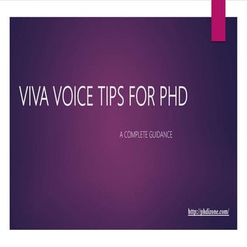 Viva Voice Tips For Phd | PPTX