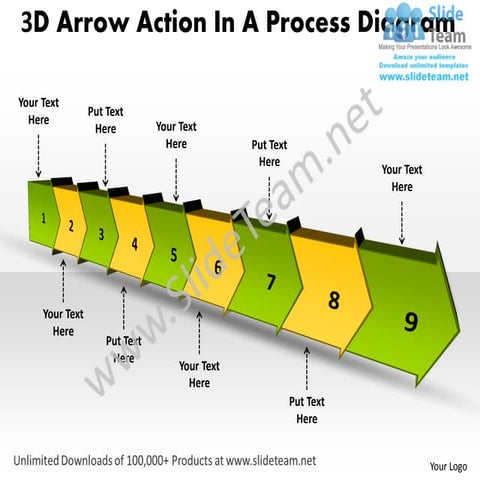 Business power point templates linear arrow continual process 9 phase ...