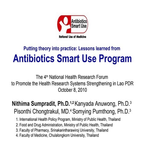Antibiotics Smart Use Program | PPT