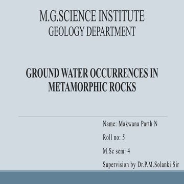 ground water occurrence in metamorphic rocks | PPTX