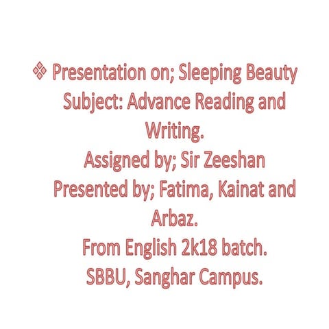 an analysis on the short story sleeping beauty. | PPTX