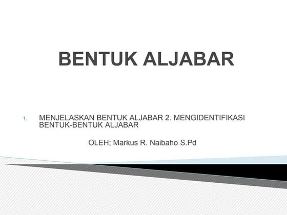 MATERI PPT BENTUK ALJABAR kelas 7 kurikulum merdeka | PDF