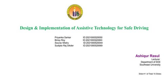Advanced Driver Assistant System Adas Pptx