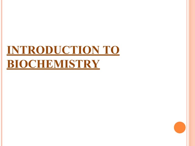 INTRODUCTION TO BIOCHEMISTRY. | PDF