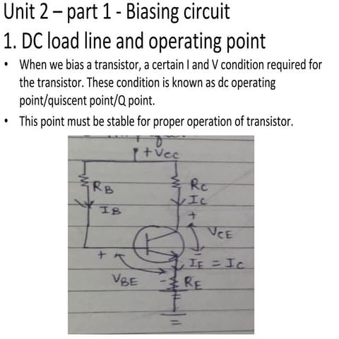 biasing circuit ppt based on bi polar junction transistor | PDF