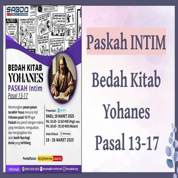 SABDA Ministry Learning Center - Bedah Kitab Yohanes | PPT