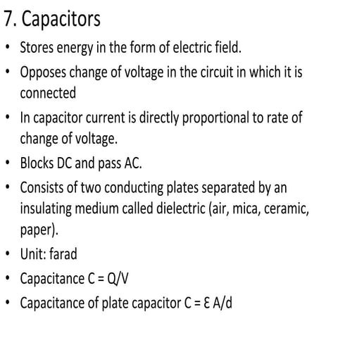 Capacitor basic electronic devices used in electronic circuits | PPT