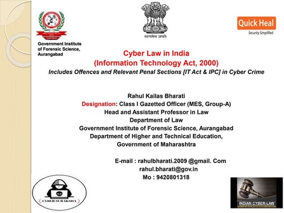 Cyber laws in India | PPTX | Crime & Harmful Acts to Individuals, Society & Human Right ...