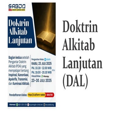 PPT Materi Kelas Doktrin Alkitab Lanjutan (DAL) 2025 | PDF