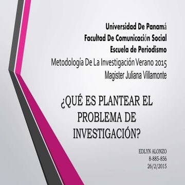 PLANTEAMIENTO DEL PROBLEMA DE INVESTIGACIÓN | PPTX