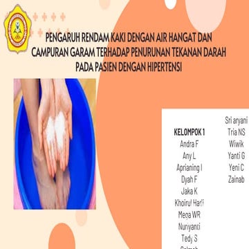 pengaruh rendam kaki dengan air hangat dan garam terhadap penurunan ...