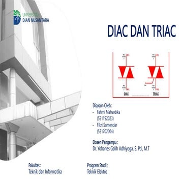 Diac & Triac untuk memenuhi tugas komponen | PPTX