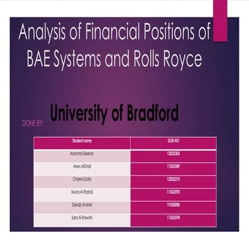 Financial Analysis of BAE Systems and Rolls Royce | PPTX