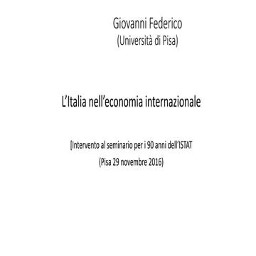 Giovanni Federico, L'Italia nell'economia internazionale | PPTX