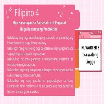PPT_FILIPINO_G4_Q3_W8 FILIPINO IN GRADE 4 | PPTX